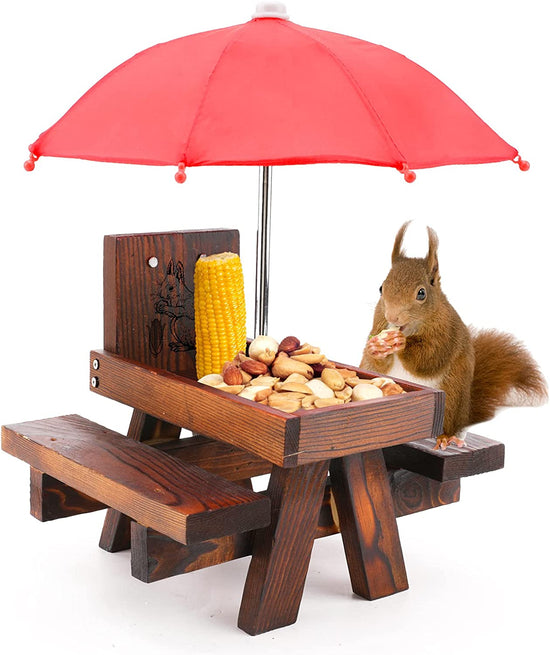 hambort™-Wooden Squirrel Feeder Picnic Tabler – Hambort.com