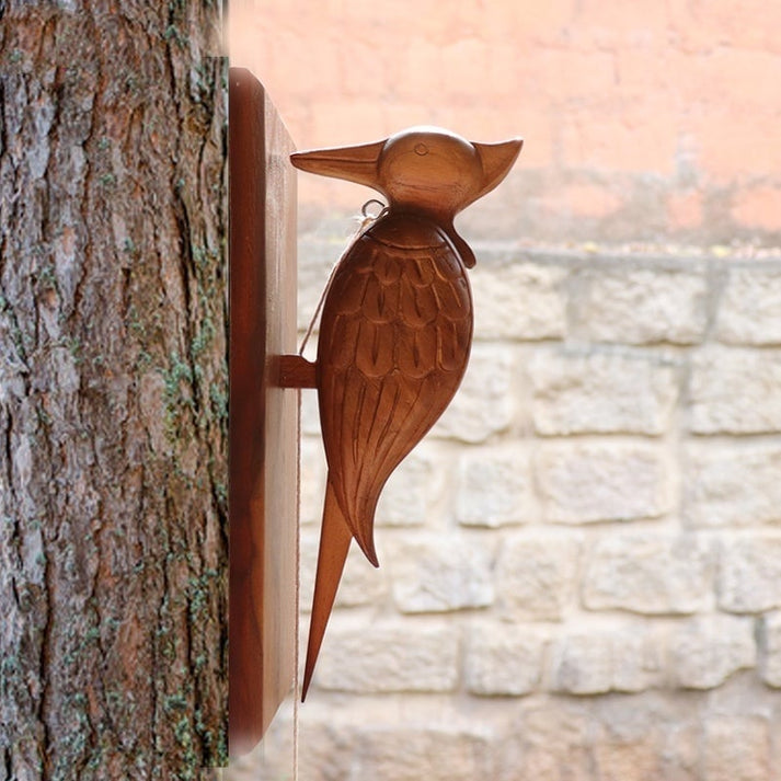 Hand Carved Decorative Woodpecker - Wooden Bird Doorbell – Hambort.com