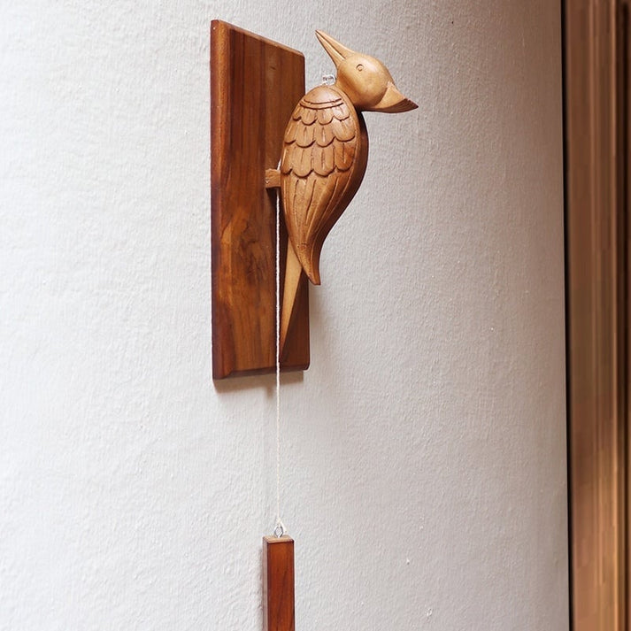 Hand Carved Decorative Woodpecker - Wooden Bird Doorbell – Hambort.com