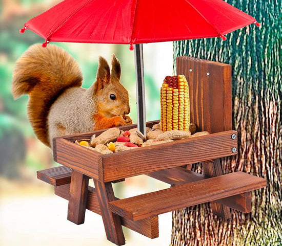 hambort™-Wooden Squirrel Feeder Picnic Tabler – Hambort.com